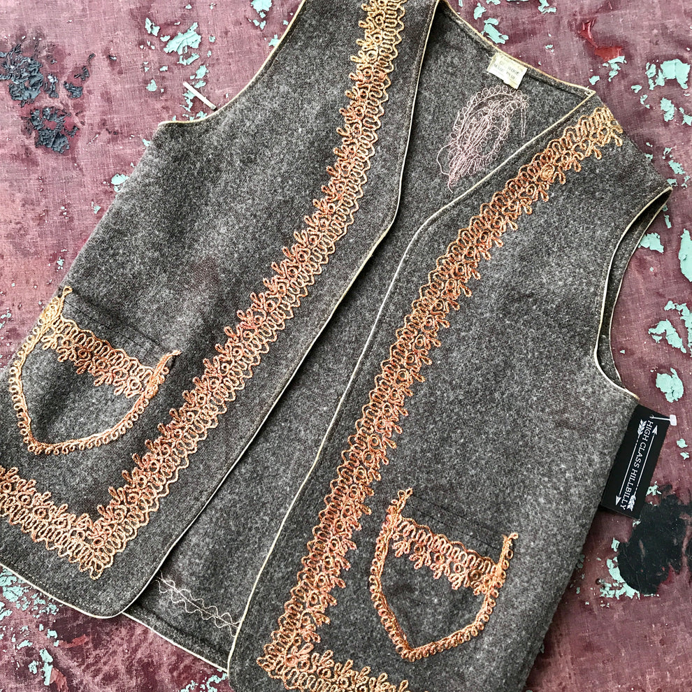 Vintage Iranian Wool Vest with Gold Embroidery (M) – High Class Hillbilly